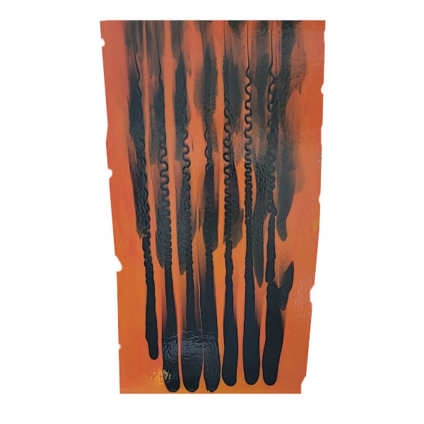 Bullseye Glass Special Production Orange Opal with Black Stripes 3mm COE90